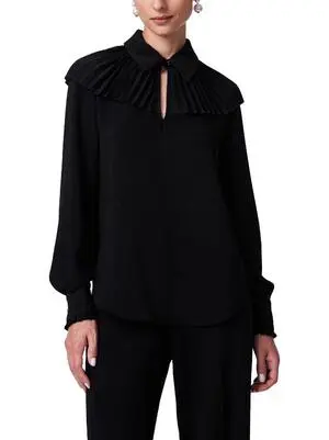 Trina Turk Windmill Pleated Blouse Black