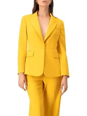 IVONNE Tailored Blazer With Flap Pockets - Yellow