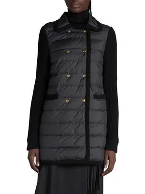 Moncler Double-breasted Knit And Quilted Down Cardigan - Black