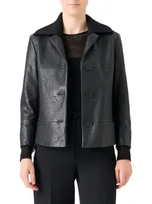 Akris Embossed Leather Jacket - Black