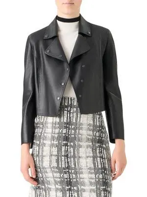 Akris Cropped Perforated Leather Jacket - Black