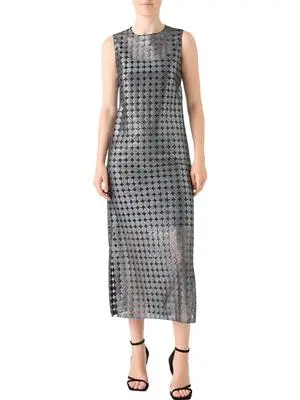 AKRIS Metallic Dot Semisheer Sleeveless Dress
