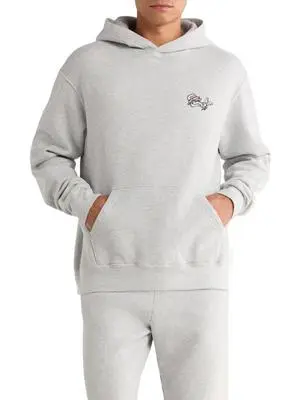 MALBON Fesque Dragon Cotton Hoodie - Athletic Heather Grey