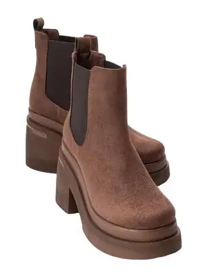 PROLOGUE SHOES Antwerp Chelsea Boot Brown Suede Faux Leather