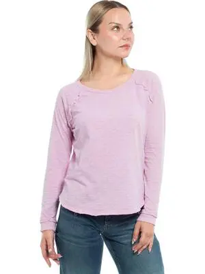 WILT CLOTHING Raglan Long-sleeve Tee With Ruffle Detail - Mauve Mist