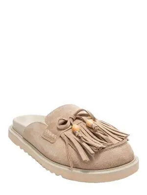FOREVER & ALWAYS SHOES Carol Tassel Leather Mule - Beige Suede Leather