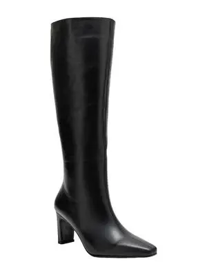 FOREVER & ALWAYS SHOES Velencia Leather Knee High Boots - Black Leather