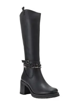 PROLOGUE SHOES Viorra Knee High Boots - Black Faux Leather
