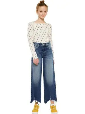 KANCAN High-rise Cropped Wide-leg Jeans - Medium Wash