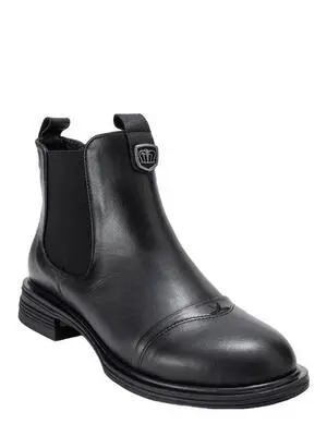 FOREVER & ALWAYS SHOES Leather Buckled Chelsea Boot - Black Leather