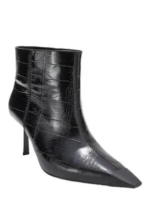 PROLOGUE SHOES Rassel Pointed Toe Boots Black Print Faux Leather