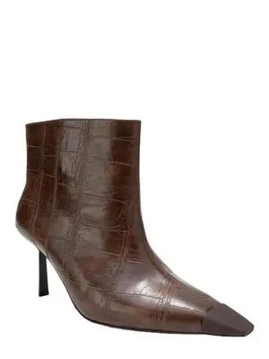 PROLOGUE SHOES Rassel Pointed Toe Boots - Brown Print Faux Leather