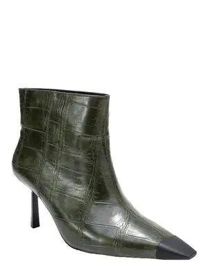 PROLOGUE SHOES Rassel Pointed Toe Boots Green Print Faux Leather