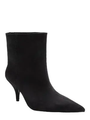 PROLOGUE SHOES Brivelle Pointed Toe Boot Black Suede Faux Leather