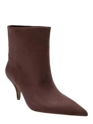 PROLOGUE SHOES Brivelle Pointed Toe Boot Brown Suede Faux Leather