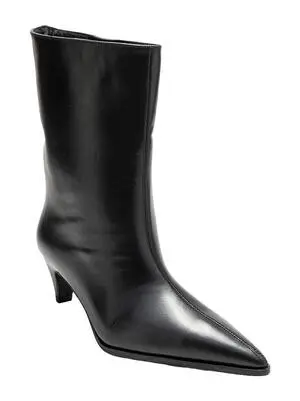 FOREVER & ALWAYS SHOES Aleo Leather Pointed Toe Boots - Black Leather