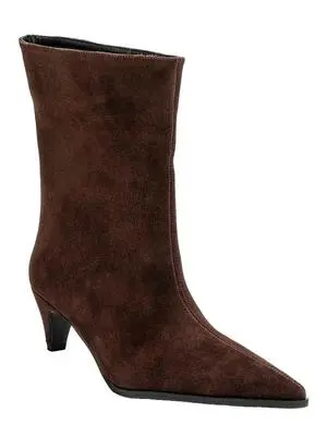 FOREVER & ALWAYS SHOES Aleo Leather Pointed Toe Boots - Brown Suede Leather