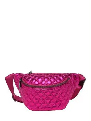 MODA LUXE Quilted Metallic Belt Bag Fuchsia