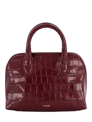 Vince Mini Delphine Croc Embossed Leather Top Handle Bag - Bordeaux