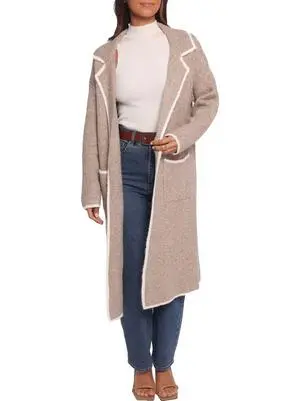 PETAL & PUP Katia Contrast Trim Sweater Coat - Beige
