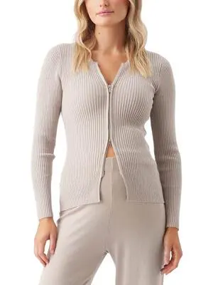 RIPE MATERNITY Zip Through Knit Cardigan - Stone