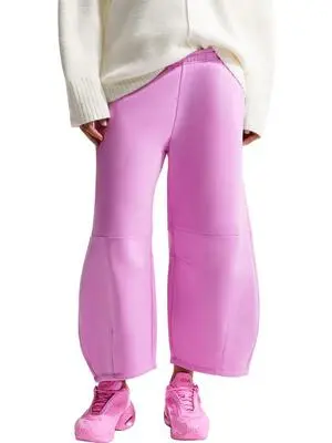 Nike Phoenix Fleece Loose Crop Barrel Pants - Light Magenta/sail
