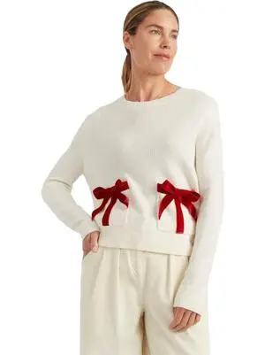 Chinti & Parker Wool-cashmere Bow Sweater - Cream
