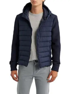 SAVE THE DUCK Fen Hybrid Hooded Jacket - Blue Black