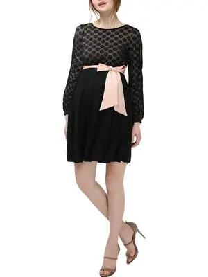 KIMI + KAI Polka Dot Lace Maternity Dress - Black