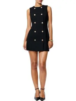 French Connection Structured Tweed Mini Dress - Black