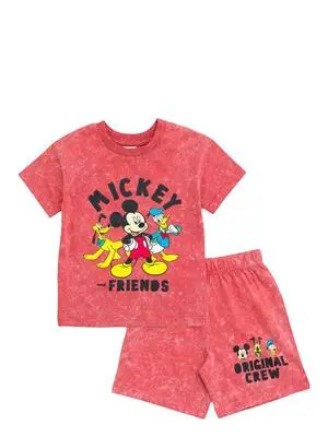 Disney Mickey Mouse & Friends Wash T-shirt & Shorts Set - Mickey Mouse & Friends Red