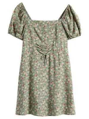 LOVE, FIRE Floral Puff Sleeve Dress