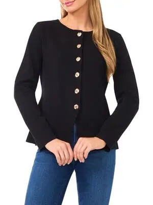 Ted Baker London Collarless Cardigan - Rich Black