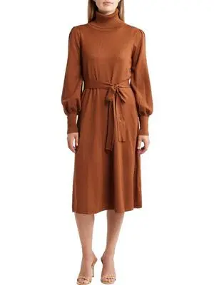 JULIA JORDAN Turtleneck Midi Dress With Belt