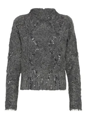 Brunello Cucinelli Frosty Embroidery Sweater - Lead