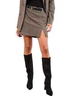 LIPSY Houndstooth Check Mini Skirt - Brown