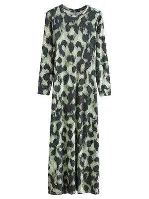 NEXT Animal Print Jersey Maxi Dress - Khaki Green