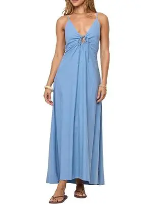 L*Space Mabel Maxi Cover-up Dress With Keyhole Tie - Chambray
