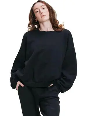 OCIO Organic Cotton Teddy Oversized Crewneck - Black