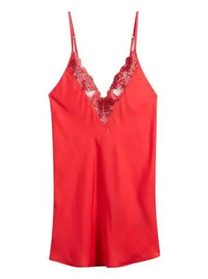 Bluebella Lavanya Luxe Satin Short Chemise - Red/black/sheer