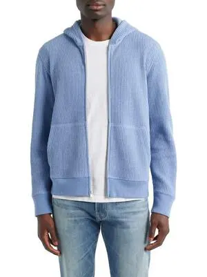 Rails Kenton Waffle Knit Zip-up Hoodie - Blue Heather