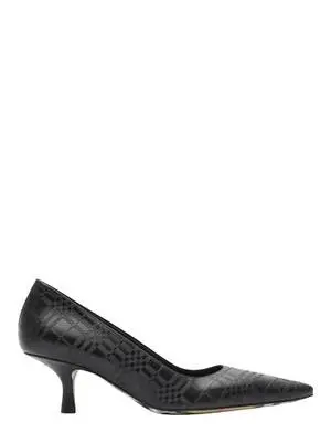 Burberry Check Leather Dame Low Pumps - Black