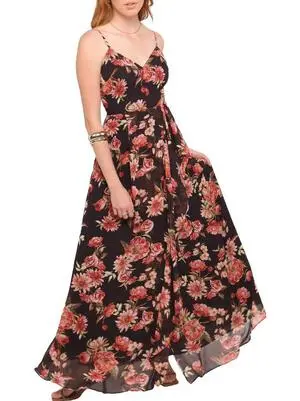 PETAL & PUP Floral Print Sleeveless Maxi Dress - Black Floral