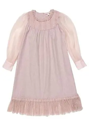 THE SUNDAY COLLECTIVE Ruffled Dress With Sheer Sleeves - Pink
