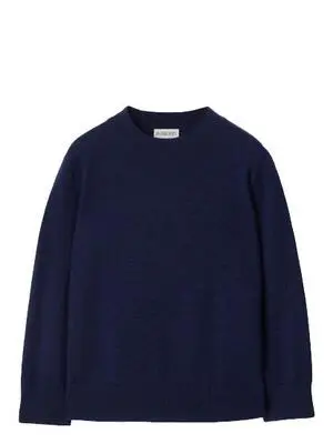 Burberry Check Patch Wool Cashmere Sweater - Navy