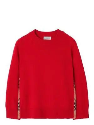 Burberry Check Patch Wool Cashmere Sweater - Pillar Red