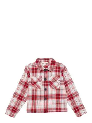 THE SUNDAY COLLECTIVE Plaid Cropped Flannel Shirt - Jazzberry Plaid