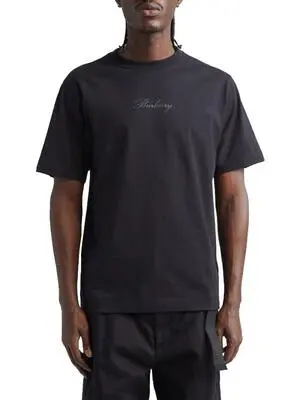 Burberry Check Cursive Logo Relaxed Fit Cotton T-shirt - Black