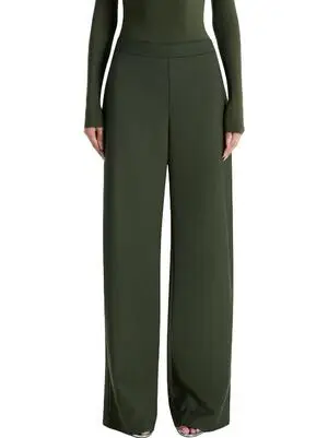Naked Wardrobe High Waist Wide Leg Trousers - Olive