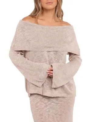 PETAL & PUP Indya Off-the-shoulder Pullover - Oatmeal